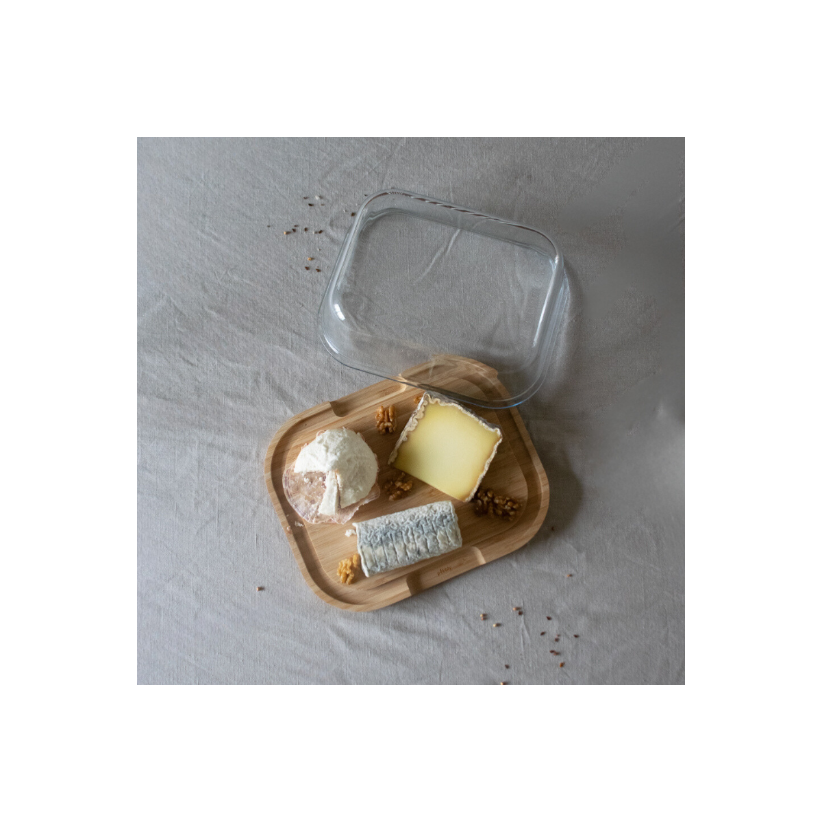 Boîte à Fromage en Verre et Bambou
