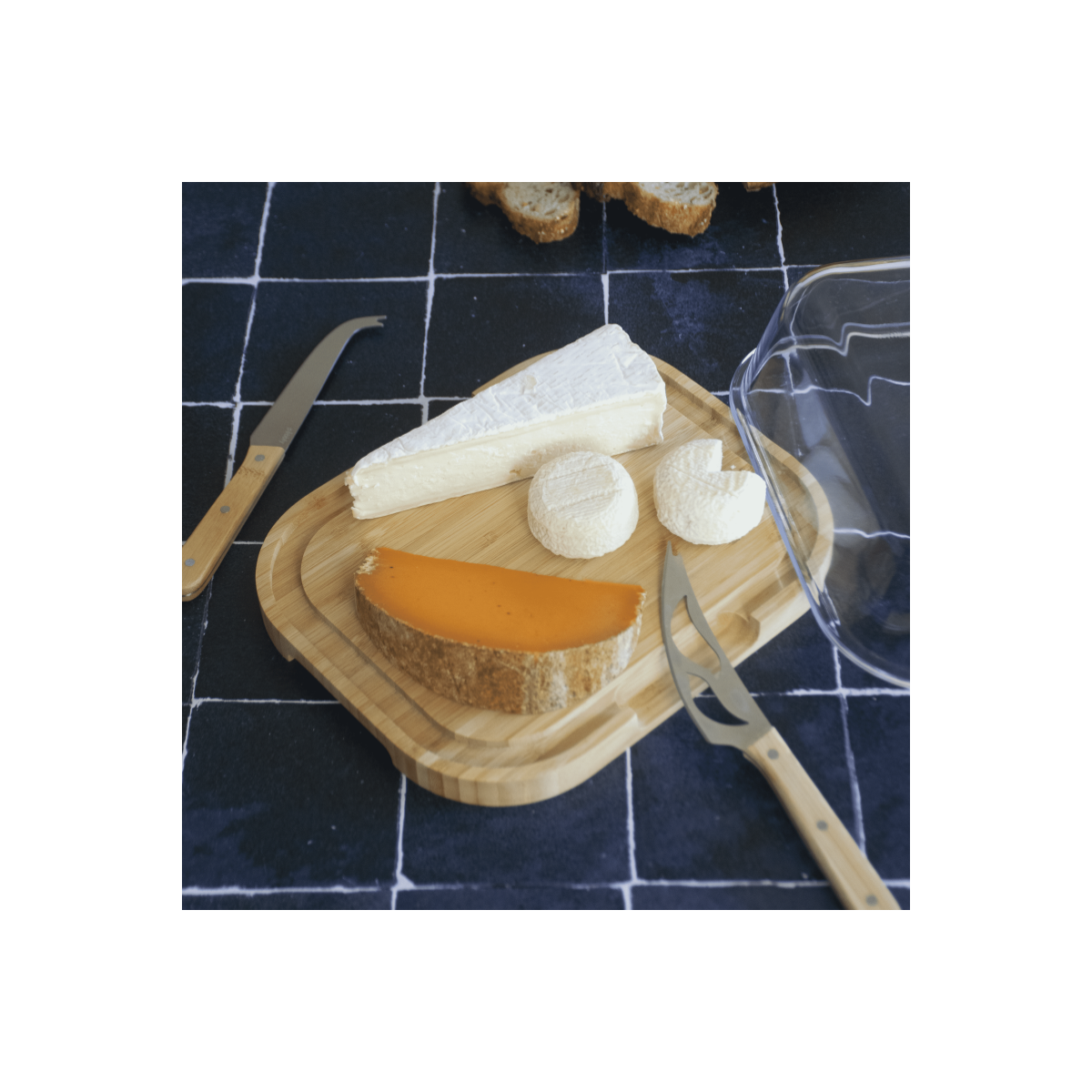 Glass and Bamboo Cheese Box