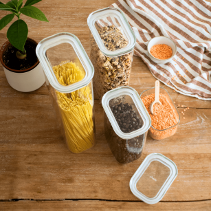 Boîtes de conservation en verre avec couvercle en verre Pebbly ...